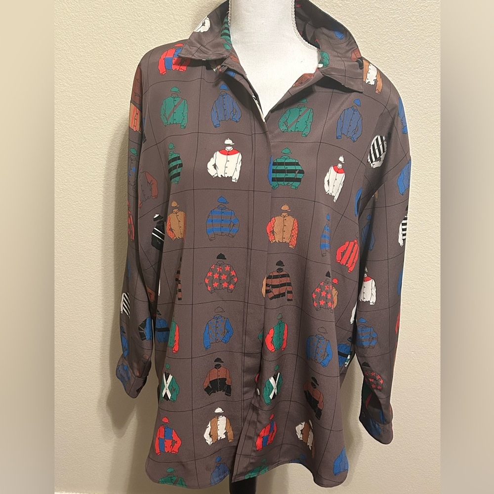Vintage Stuart Lang Jockey Design Button Down Shirt W… - Gem